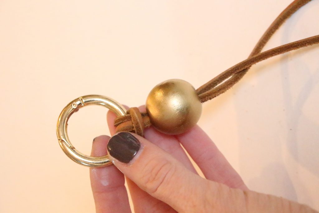 Wood Bead & Leather Key Chain